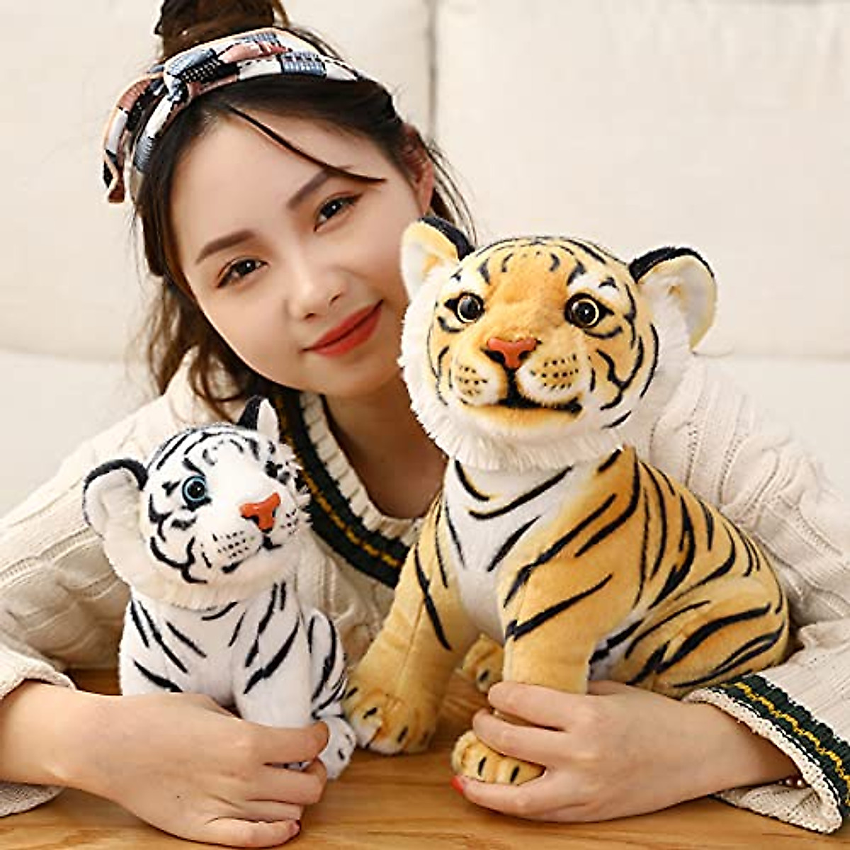 GUDVES Tigers Plush Toy Stuffed Animal Plush Cat - by Tiger Tale Toys Cute Lifelike Tiger Stuffed Animals Animals Kids Toy Gift for Boy Baby Hug Tiger - Lifelike Stuffed Animal (7.8 in, Yellow Tiger)
