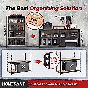 HOMEDANT Z-beam 5-Tier Laminated Heavy Duty Metal Shelving Unit Adjustable Garage Storage Utility Rack Shelves Organization Multipurpose Shelf Warehouse Industrial Shed 39.8"W x 18.2"D x 71.3"H 1Pack