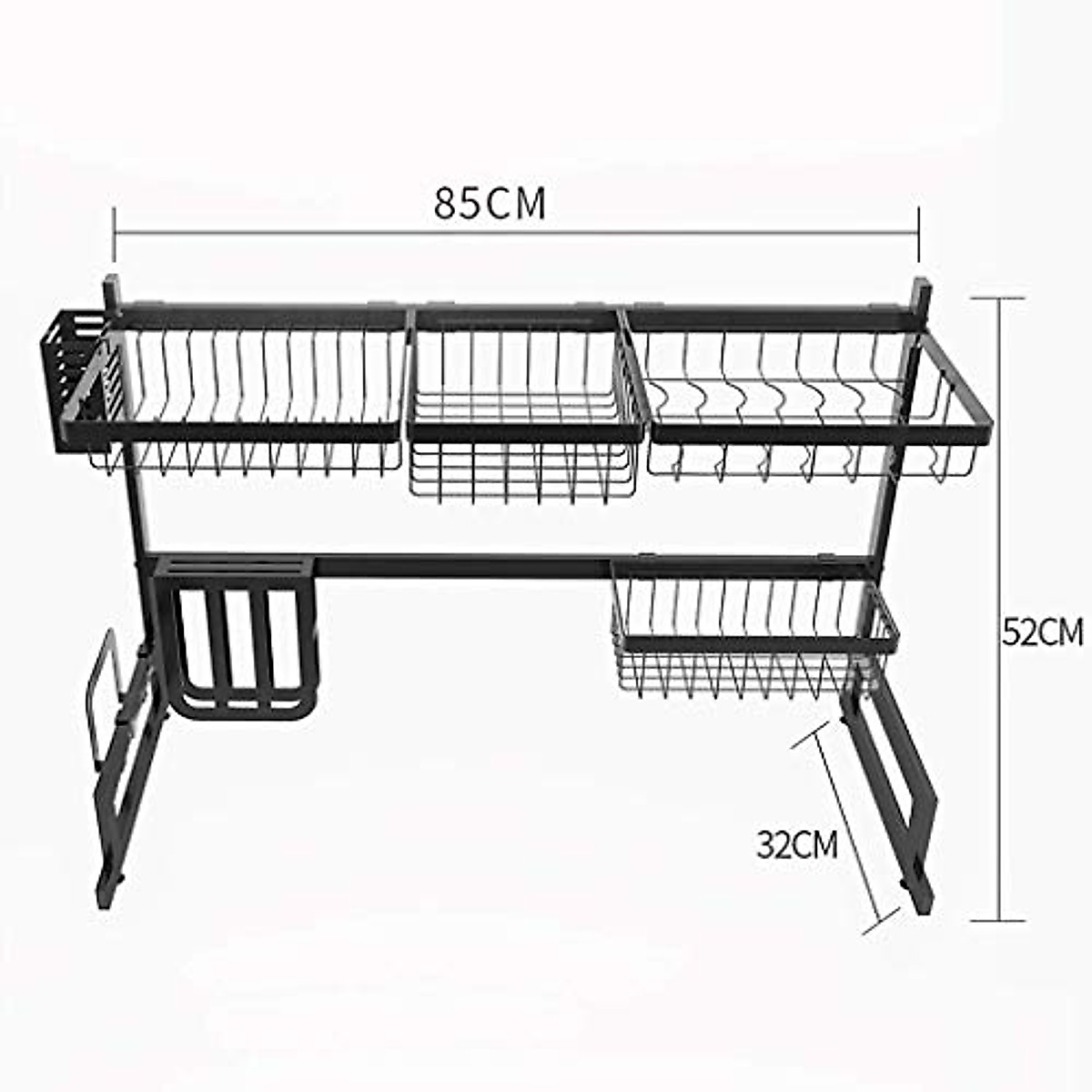 SDGH Dish Rack - Stainless Steel Dish Rack Nonslip Length Adjustable with Chopstick Holder