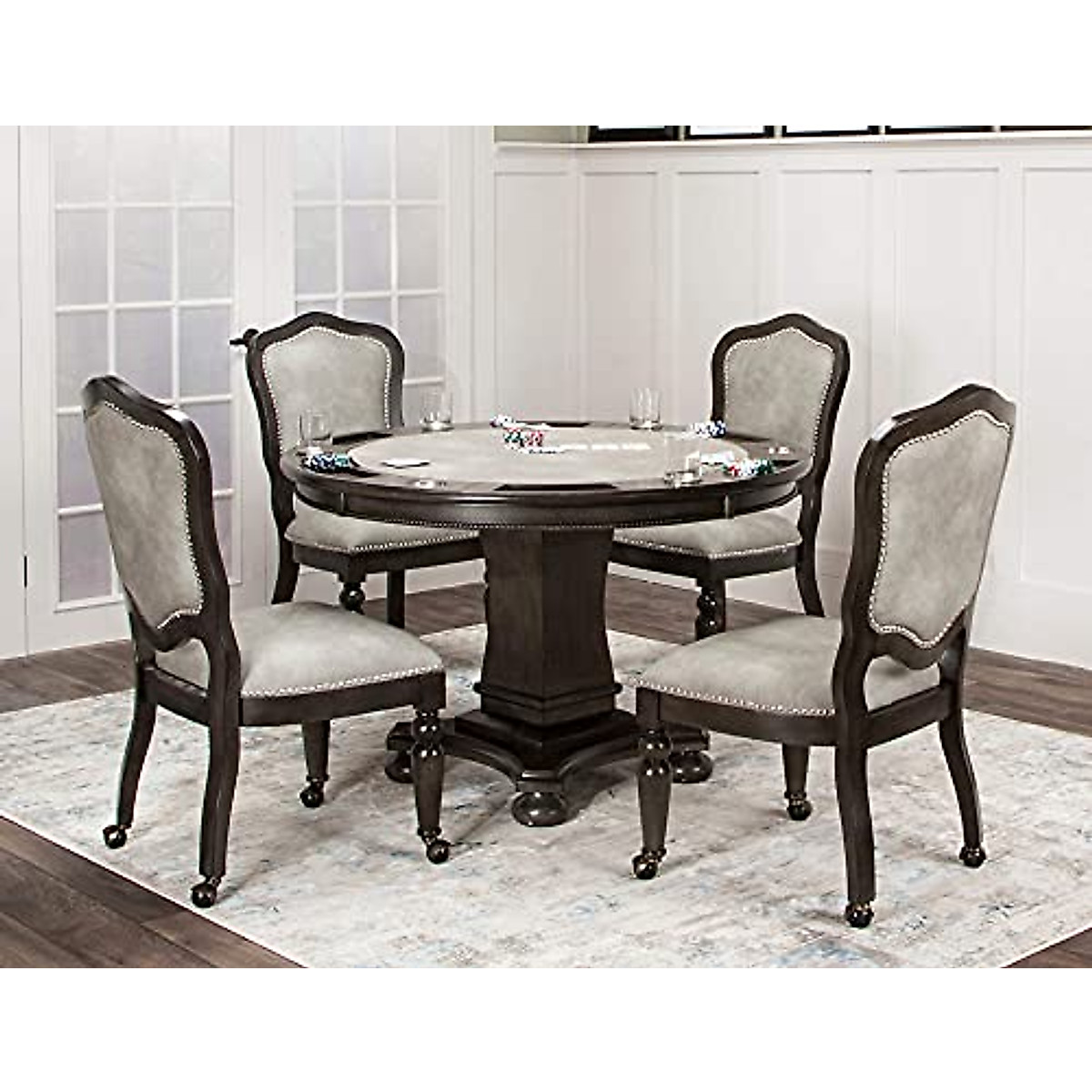 Sunset Trading Vegas Game and Dining Single Chair, Casters, Gray
