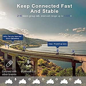 Fodsports FX6S Motorcycle Bluetooth Helmet Intercom Communication System with LED Screen - Connect up to 6 Riders, Voice Dialing, Universal Motorbike Communicator for ATVs and Dirt Bikes - 1 Pack