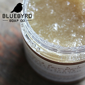 BLUEBYRD Soap Co. Lavender Lemongrass Sugar Scrub, 10oz. | Natural Sugar Face Scrub & Body Scrub | Exfoliate for Self-Tanners & Shaving | For Hydrated Youthful Looking Skin (Lavender)