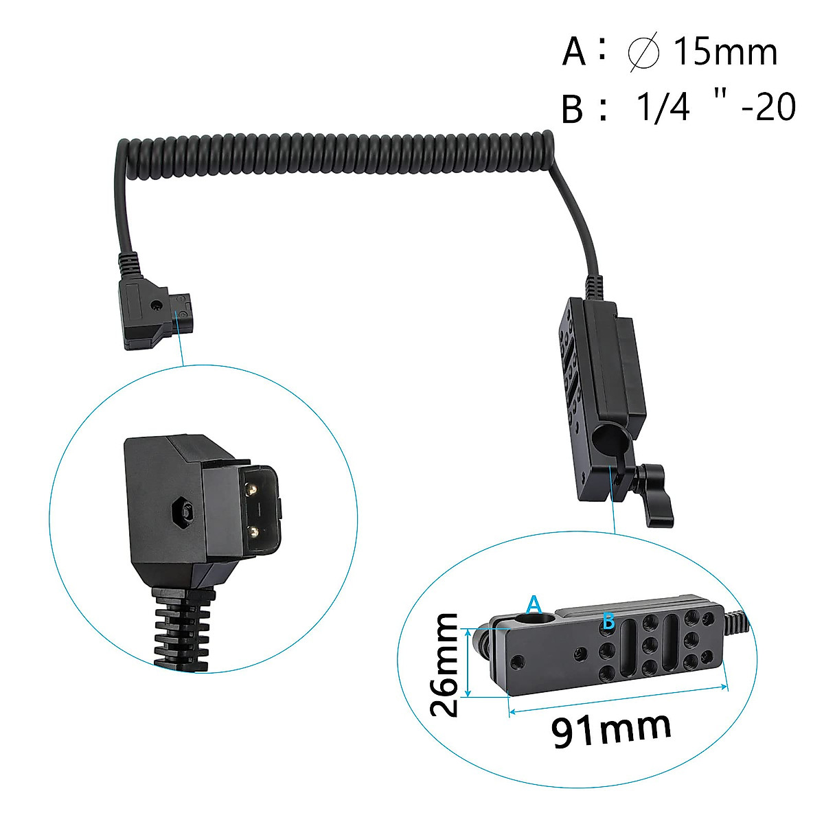 CAMVATE 15mm Rod Clamp Cheeseplate Articulated Power Convert Outlet - 1950