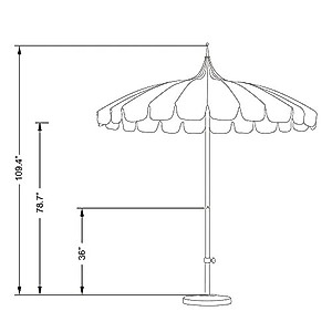 California Umbrella 8.5' Rd. Pagoda Market Umbrella, Silver Pole, 100% Acrylic Black and White Pacifica Fabric