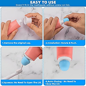 6-Pack Toothpaste Cap, Gelibo Self Closing Toothpaste Squeezer Dispenser for Kids and Adults, Easy to Use, Food Grade Silicone and BPA-Free Toppers, Hygiene No Waste No Mess