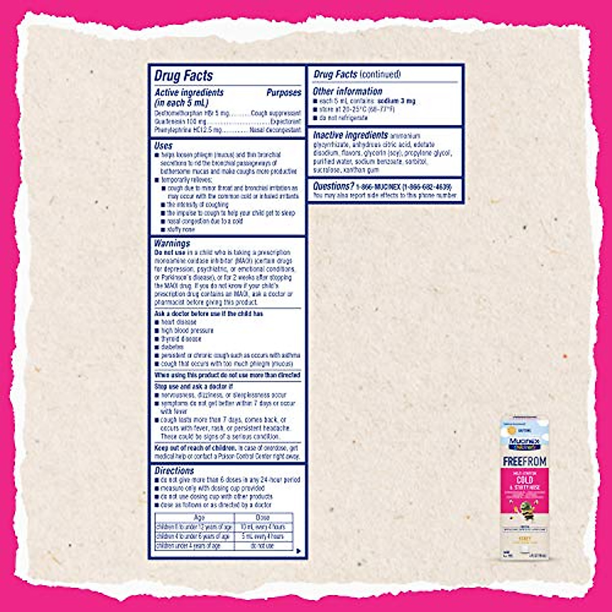 Mucinex Children's Liquid - FreeFrom Multi-Symptom Cold & Stuffy Nose 4oz