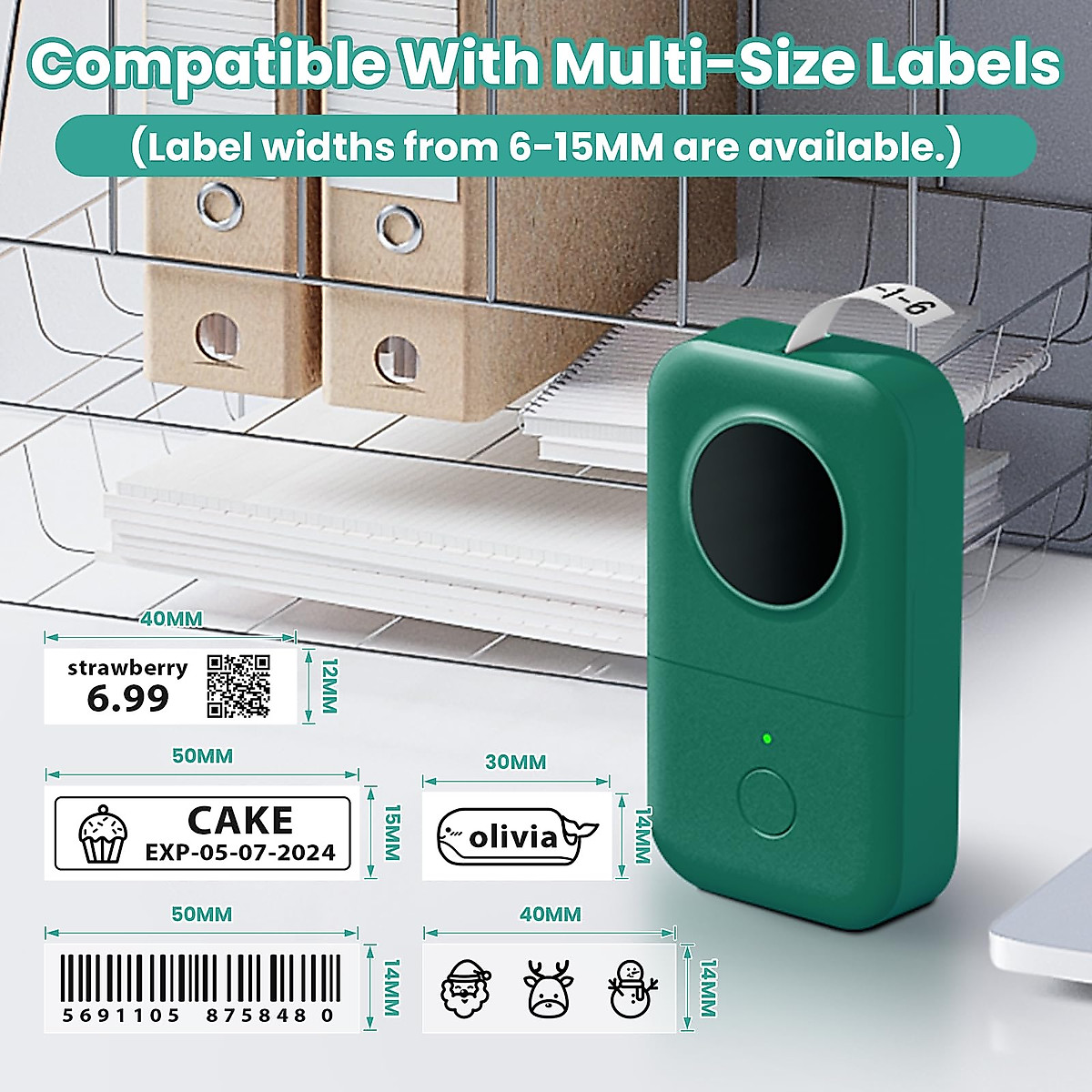 Label Maker - Thermal Smart Mini Label Printer Machine - COLORWING D30 Bluetooth Wireless Portable Labeling Printer, Compatible with iOS & Android (USB Rechargeable)