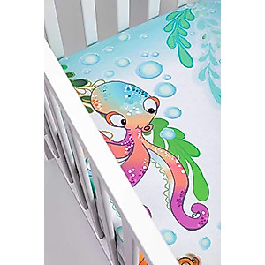 Baby Titi - Fitted Crib Sheet, Mermaids Under The Sea, Soft Microfiber, Crib Sheets for Girls, African American, Asian, Latina Mattress Sheets for Crib and Toddler Beds (Mermaid)…