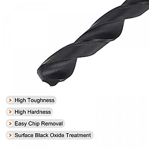 uxcell 6542 High Speed Steel Straight Shank Twist Jobber Drill Bit, Fully Ground Black Oxide Drill Bits 7.9mm Drill Diameter 117mm Total Length 4 Pcs