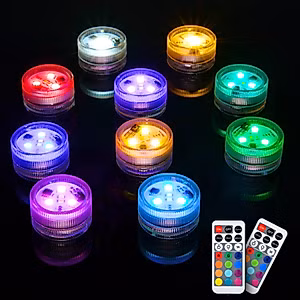Mini Submersible LED Tea Lights - Waterproof Flameless Led Lights Battery Powered, Small Led Candle Light for Christmas, Vase, Hot Tub, Pool, Party, Lantern, Wedding Decor (Multi-Colored)