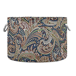 ALAZA Indian Ethnic Paisley Pattern Storage Basket Gift Baskets Large Collapsible Laundry Hamper with Handle, 20x20x14 in