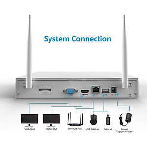 [HD & Expandable] Wireless Security Camera System 1080P, SAFEVANT 8 Channel Outdoor Surveillance NVR with 4PCS IP WiFi Cameras Night Vision, Motion Detection, Home Wireless CCTV, 1TB Hard Drive