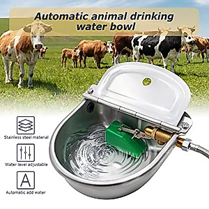 MUDUOBAN Automatic Horse Drinking Water Bowl with Float Valve Upgraded Stainless Steel Water Feeder Trough for Livestock Cow Sheep Goat Cattle Hog Dogs