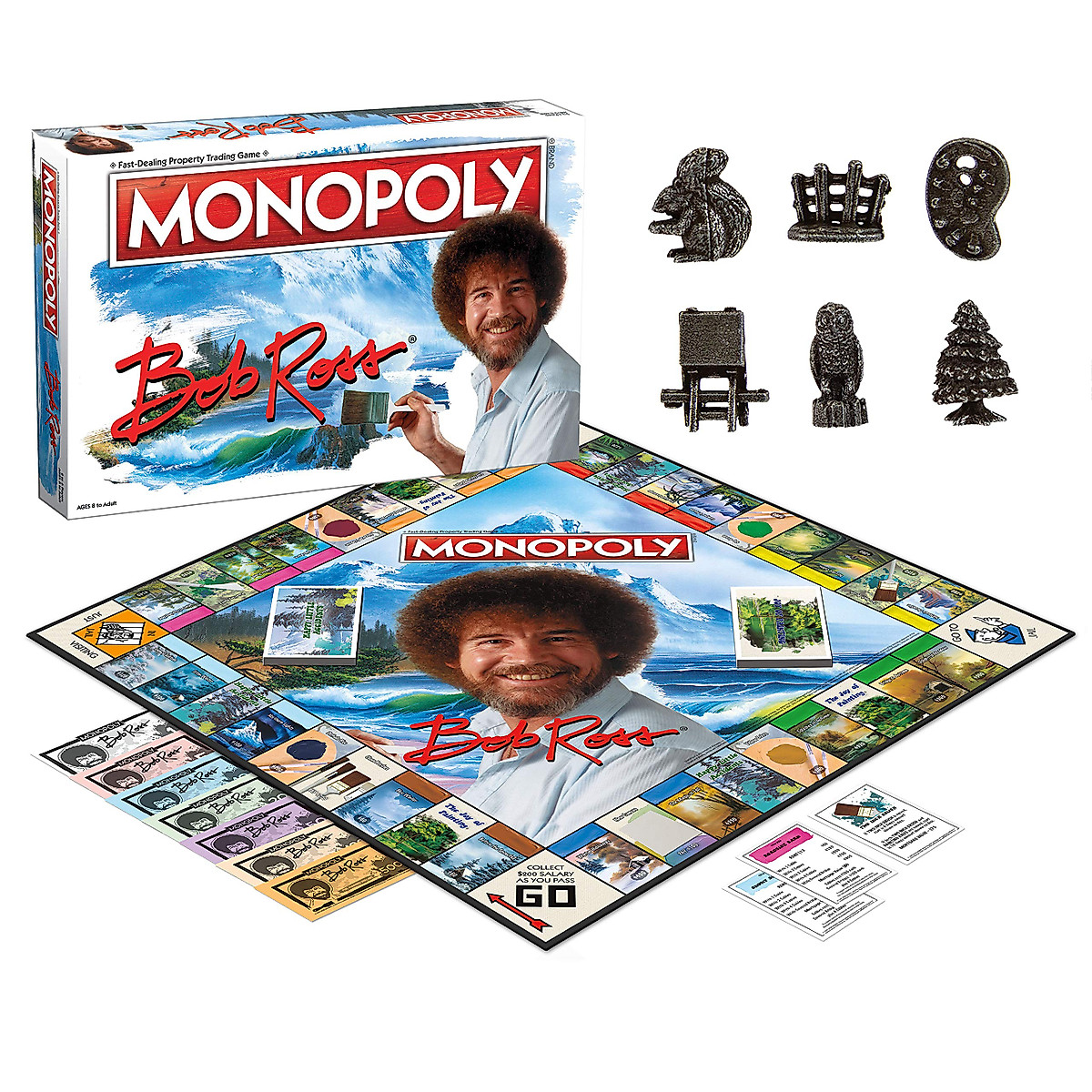 Monopoly Bob Ross | Based on Bob Ross Show The Joy of Painting | Collectible Monopoly Game Featuring Bob Ross Artwork | Officially Licensed Monopoly