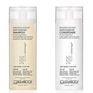 GIOVANNI HAIR CARE PRODUCTS Giovanni Smooth as Silk Deeper Moisture Shampoo & Conditioner Set, 8.5 Oz. Calms Frizz, Detangles, Wash & Go, Co Wash, No Parabens, Color Safe, 8.5 fluid_ounces