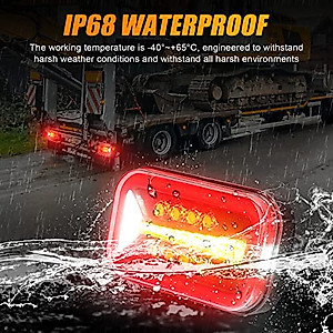 CAFOPAR Wireless Magnetic Trailer Lights Kit, LED Trailer Rear Light with 2 Charging Ways, Universal Running Stop Turn Signal License Plate Light for Tow Trucks, Caravans, Campers, RV, Boat