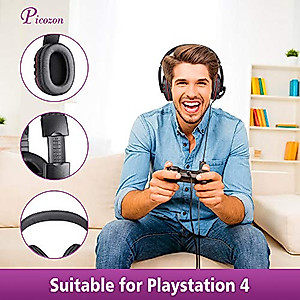 Picozon Gaming Headset Headphone with Microphone for PS5, PS4, Nintendo Switch, Playstation 4, Playstation 5, Playstation Vita, Mac, Laptop, Tablet, Computer, Mobile Phones (3.5mm Plug)