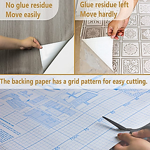 WIFEA Vinyl Flooring Roll 23.6"x 118"/19 Sq.Ft, Wood Grain Self Adhesive Vinyl Floor Tiles Wear-resistant and Waterproof Vinyl Plank Flooring for Bedroom Living Room Office Balcony RV, Smoke Gray