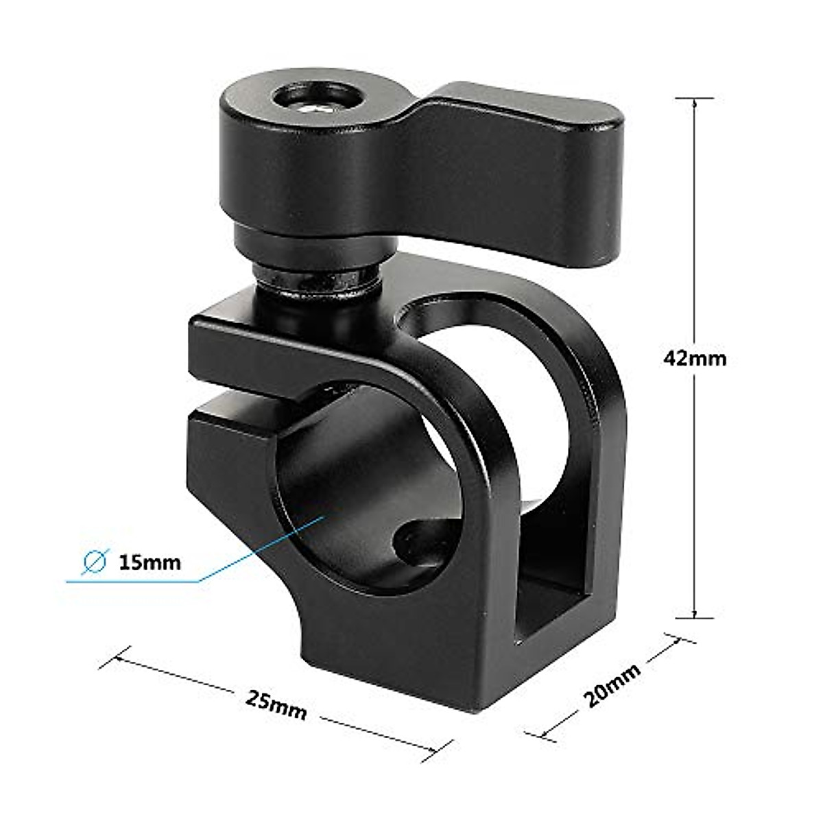 CAMVATE 15mm Single Rod Clamp Install on 1/4"-20 Thread Hole for Camera cage (Black Knob) - 2127