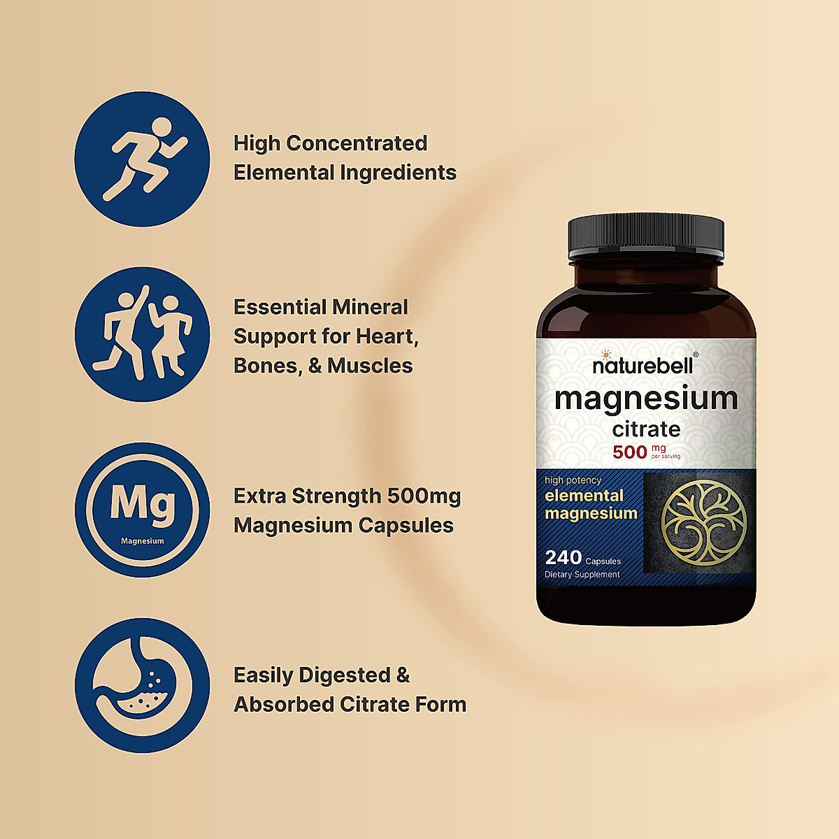 2 Pack Magnesium Citrate 500mg, 480 Capsules | High Purity Elemental Form – Extra Strength | Essential Mineral for Heart, Muscle, & Digestion Support – Non-GMO & No Gluten