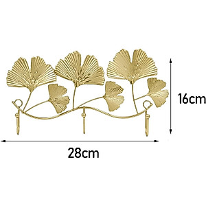 Lindagary Metal Wall Hook Ginkgo Leaf Coat Hook Wall Mounted Leaves Key Hangers Decorative Entryway Key Hook for Wall Entryway Decor