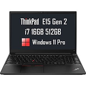 Lenovo ThinkPad E15 15.6" FHD (1920 x 1080) (Intel Quad-Core i7-1165G7, 16GB RAM, 512GB PCIe SSD) Full HD 1080p Anti-glare IPS Business Laptop, Webcam, Thunderbolt 4, HDMI, Wi-Fi 6, Windows 11 Pro