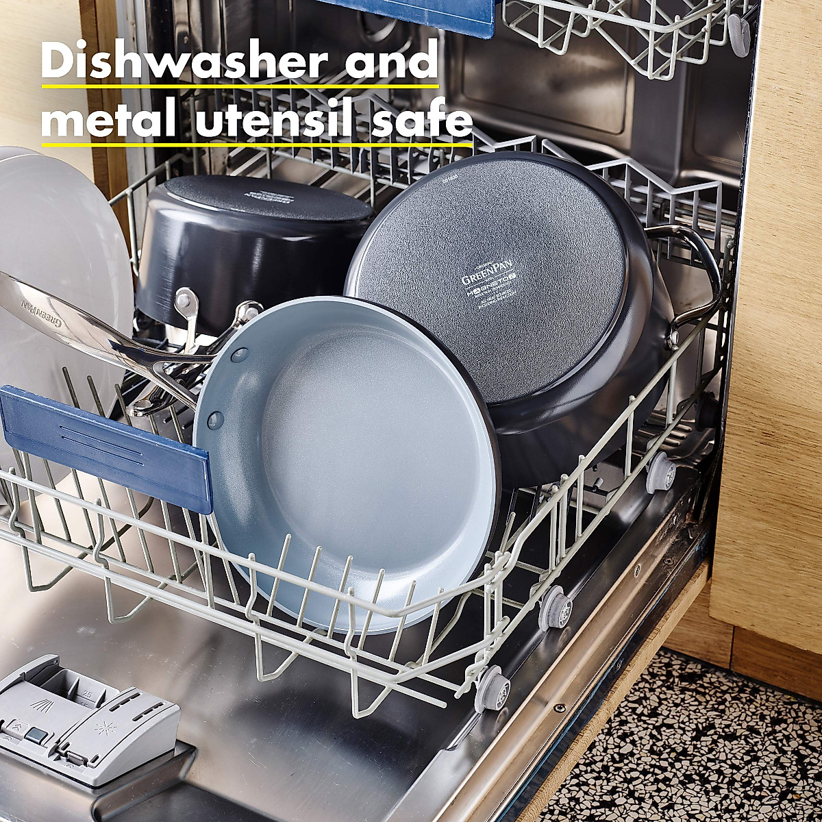 GreenPan Valencia Pro Hard Anodized Induction Safe Healthy Ceramic Nonstick, 8" and 10" Set, Gray & Mini Healthy Ceramic Nonstick, Round Egg Pan, 5", Gray