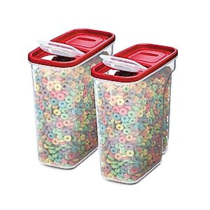 Rubbermaid Premium Modular Food Lids, Cereal Keeper, 2-Pack, 18-Cup Stacking, Space Saving Plastic Storage Containers, Clear