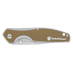 Smith & Wesson Cleft 7.75in S.S. Assisted Folding Knife with 3.5in Drop Point Blade and Stainless/G10 Handle for Outdoor, Tactical, Survival and EDC