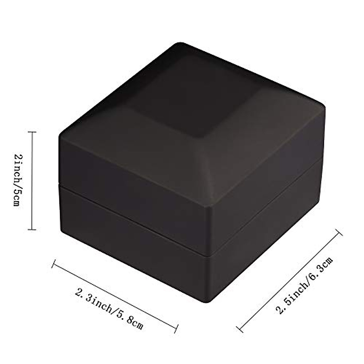 2 Pieces Ring Earring Gift Box with LED light, Elegant Velvet Ring Case Jewelry Display for Proposal, Engagement, Wedding, Gift (Black)