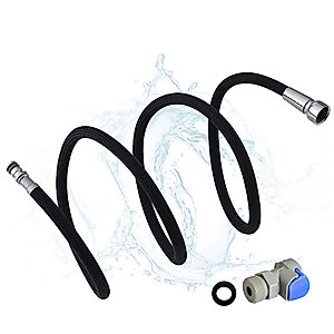 Kitchen Pull Down Faucet Hose Replacement Parts, M15*1mm X G1/2 X 150cm Black Pull Out Sink Spray Hose Anti Entanglement with 3/4” Connector