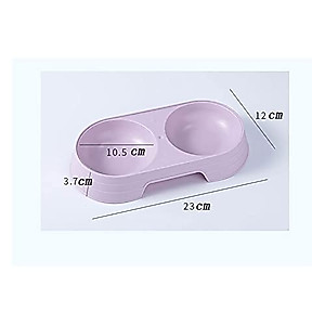 FUUIE Bowls for Food and Water Double Bowl for Household Pets, Suitable for Cats and Dogs, with Rounded Curves, Simple to Clean, Durable and Anti-Drop (Color : Blue)