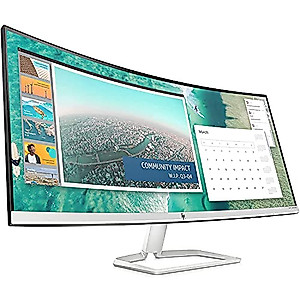 HP 34f 34” Curved Monitor with AMD FreeSync Technology | Ultra-Wide Quad HD Resolution (3440 × 1440p), IPS Display, and 3-Sided Low Bezel, 1-Yr Warranty (6JM50AA)
