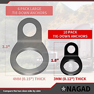 Tie Down Strap Rings Tie-Down Anchors Hooks Stainless Steel Lashing Rings with Black Powder Coating for Tiedown Attachment Points for Dirt Bike, Motorcycle, Trailer,Pickup,Truck,Camper,RV (Pack of 10)