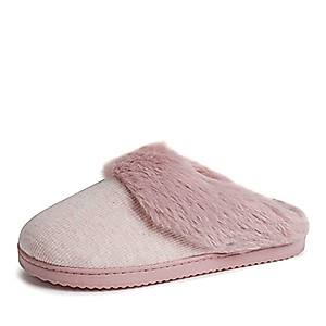Dearfoams Women's Dahlia Rib Knit Scuff Slipper, Pale Mauve, Large