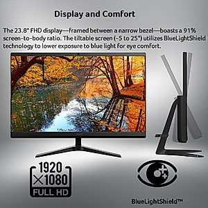 Acer 2022 Aspire 24-inch FHD All-in-One Desktop 6-Core 12th Intel Core i3-1215U 16GB DDR4 512GB SSD WiFi 6 Bluetooth RJ45 HDMI USB-C Windows 11 Pro Wireless Keyboard and Mouse w/RATZK 32GB USB