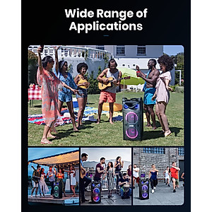 Moukey Karaoke Machine, Double 10" Woofer PA System for Party, Portable Bluetooth Speaker with 2 Wireless Microphone, Disco Lights and Echo/Treble/Bass Adjustment, Support TWS/REC/AUX/MP3/USB/TF/FM