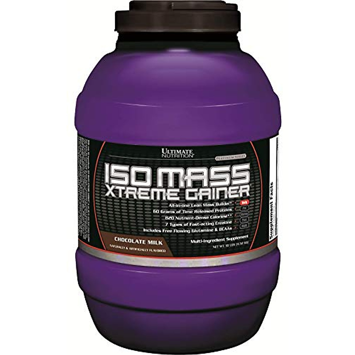Ultimate Nutrition ISO Mass Xtreme Gainer, Weight Gainer Protein Powder with Creatine, 60 Grams of Protein, Whey Isolate Protein Powder for Lean Muscle Gain, 10 LBS with 30 Servings, Chocolate