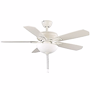 Wellston II 44 in. Indoor LED Matte White Dry Rated Downrod Ceiling Fan with Light Kit and 5 Reversible Blades