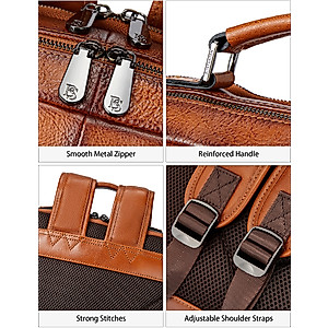 BOSTANTEN Men Vintage Leather Backpack 15.6 inch Laptop Backpack Travel Casual Bag Large Capacity Shoulder Bag