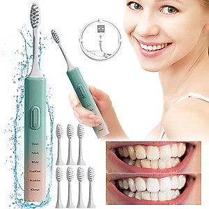 Electric Toothbrush for Adults, 8 Brush Heads Sonic Electric Toothbrushes, 5 Modes Power Rechargeable Toothbrushes for Deep Clean, 5 Hours Charge Last 180 Days