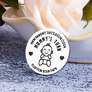 Funny New Baby Decision Coin for Parent, Pregnancy Gifts for First Time Mom Dad, Baby Shower Mothers Fathers Day Gift for Mum Dad to Be, Christmas Birthday Thanksgiving Present Double-Sided Coin