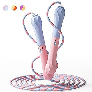 JGM Jump Rope for Kids - Adjustable Tangle-Free Rope Skipping Rope with Soft Beaded Segment for Fitness Workout Exercise 9.2 Ft
