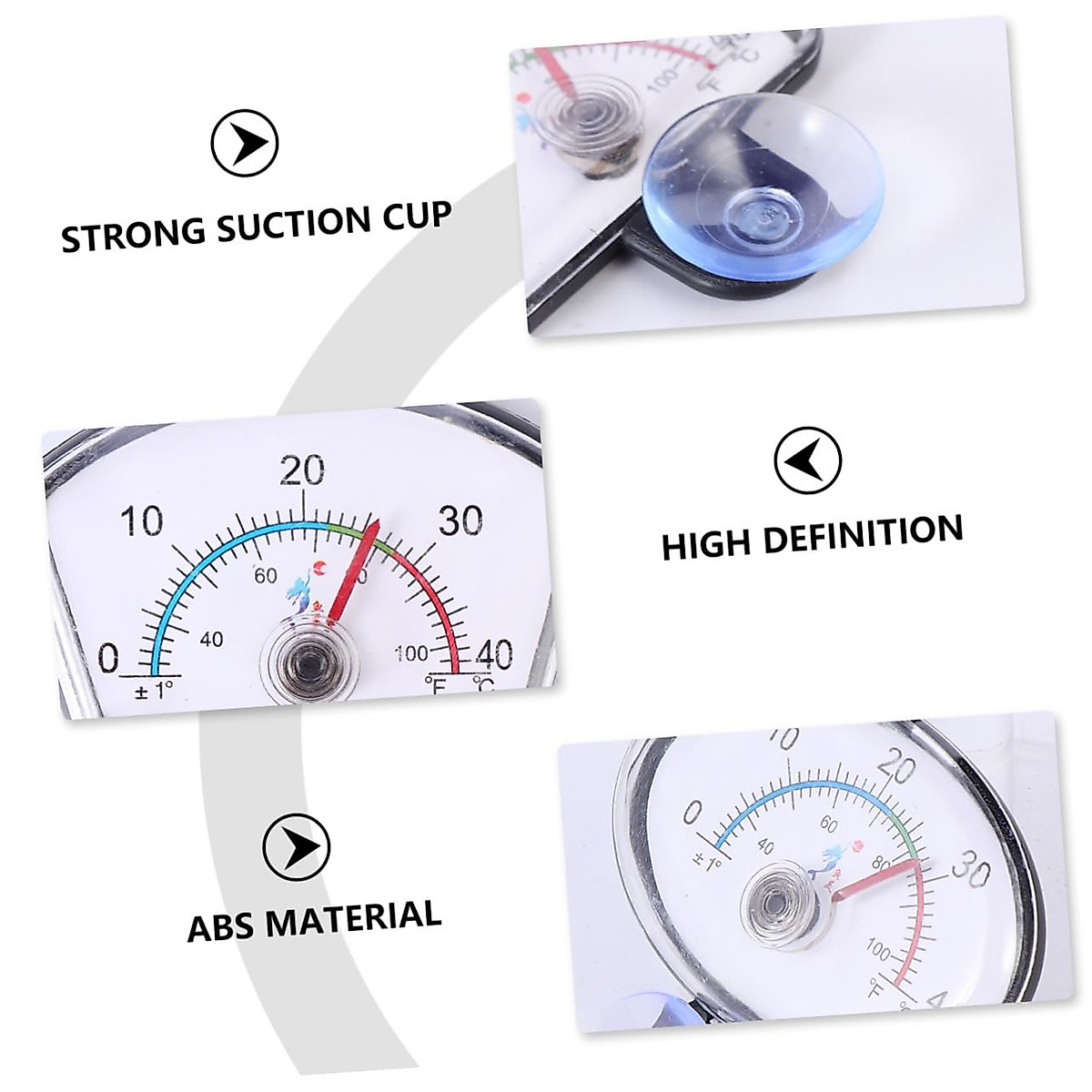 BESPORTBLE 4pcs Pointer Thermometer Aquarium Patch Thermometer Dial Thermometer Water Thermometer Fish Thermometer
