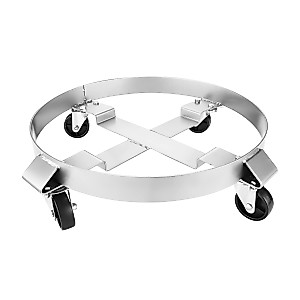 PENTAGON TOOLS 30-Gallon Drum and Garbage Can Dolly – Heavy-Duty Metal Dolly with Cross Braces and Caster Wheels – 1,000-Pound Capacity (Silver)