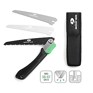 MOSSY OAK 3 in 1 Folding Saw, Pruning Hand Saw with Wood, Metal and PVC Blade, Camping Saw for Backpacking, Hunting and Bushcraft, Pouch Included
