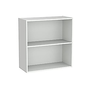 KB Designs 2-Tier Shelf Wood Bookcase Storage Organizer, White
