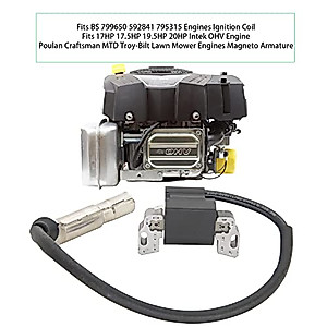 595304 Ignition Coil Magneto Armature,for BS 799650 592841 795315 17HP 17.5HP 19.5HP 20HP Intek OHV Engine Poulan Craftsman MTD Troy-Bilt Lawn Mower Engines Magneto Armature.