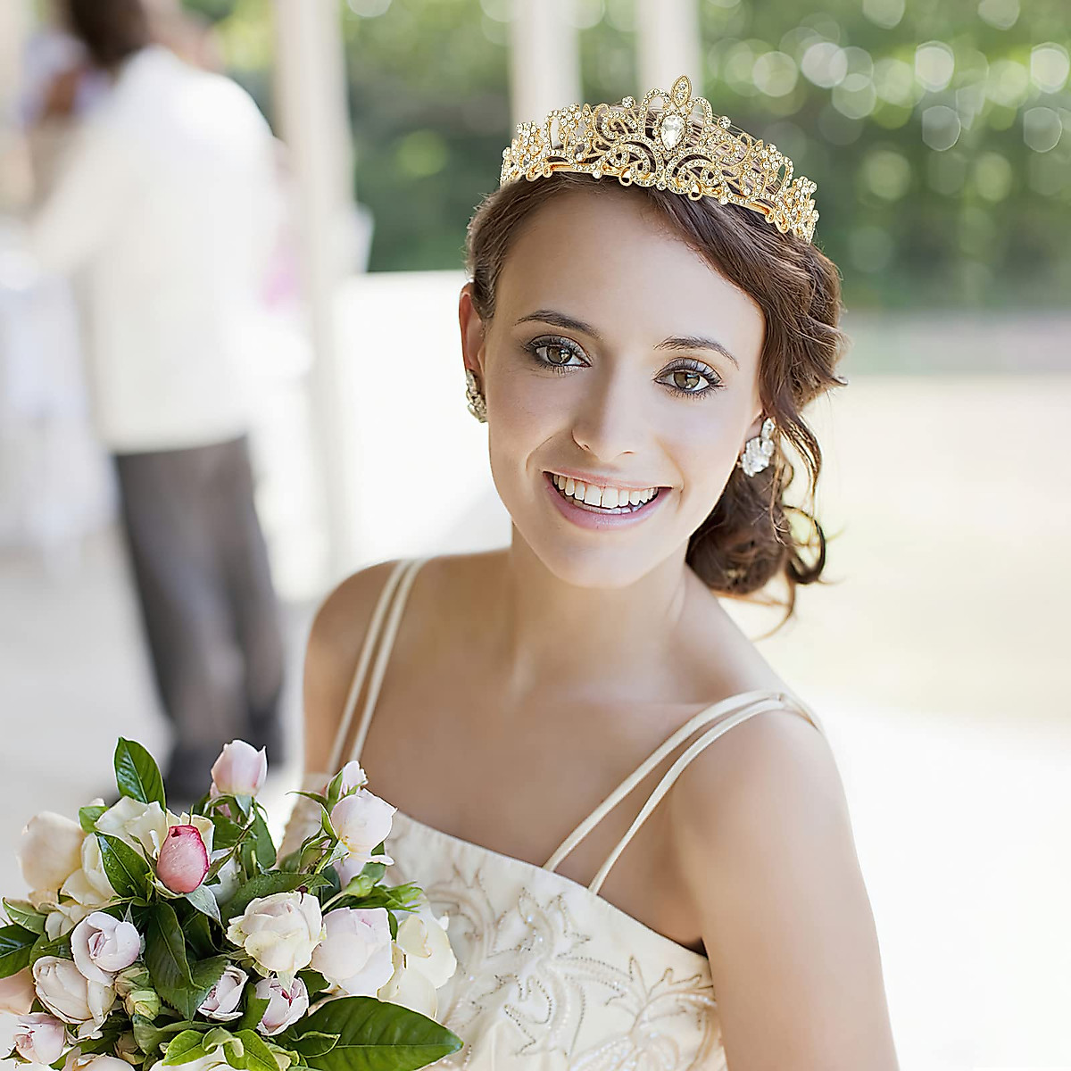 Makone Gold Birthday Princess Crown with Birthday Queen Sash Tiaras for Women or Girls Crystal Headband Hair Accessories for Party Cake Topper