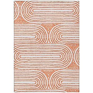 Addison Rugs Chantille ACN140 Orange 2'6" x 3'10 Indoor Outdoor Area Rug, Stain Resistant, Machine Washable, Non Shedding, Bedroom, Living Room, Dining Room, Kitchen Rug